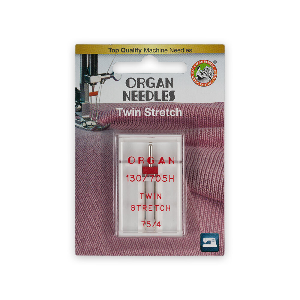 Иглы для швейных машин "ORGAN" 75/4, 1 шт 5102057BL двойные трикотаж