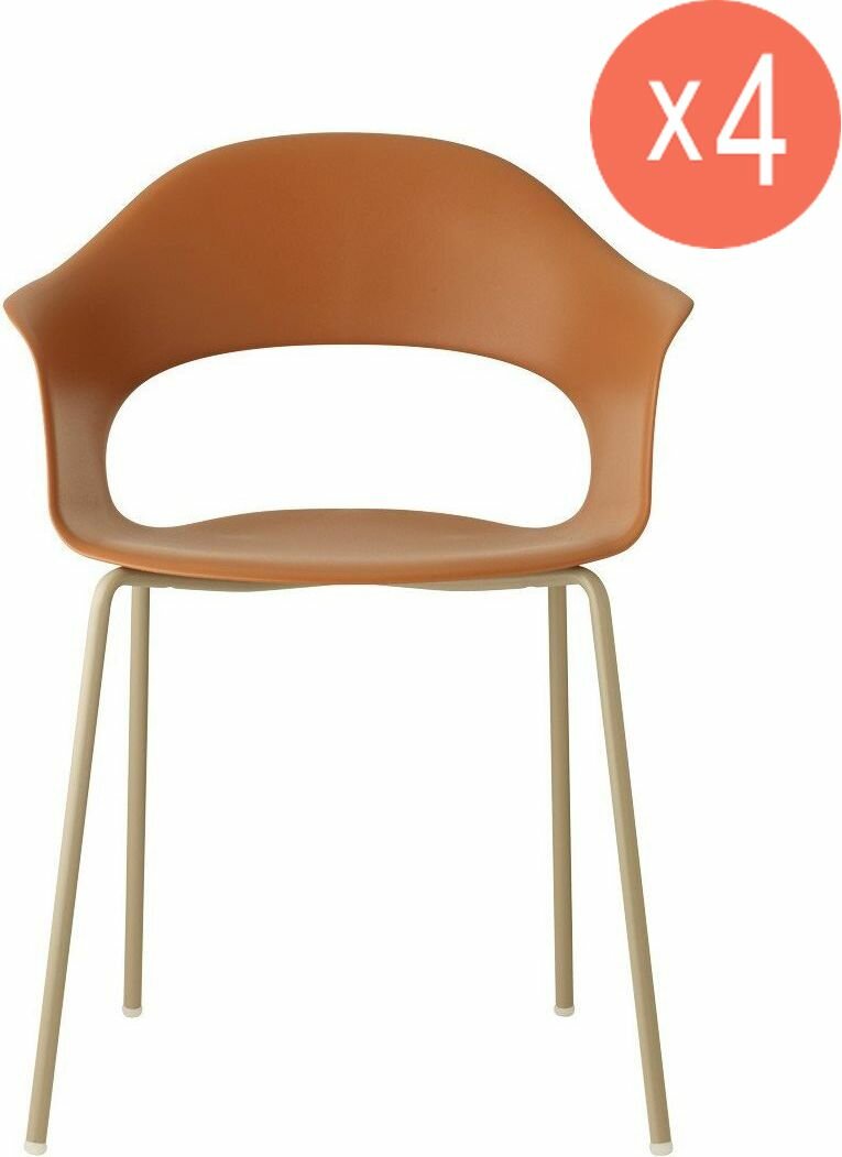 Комплект из 4-х кресел на металлокаркасе Scab Design Lady B, цвет терракотовый