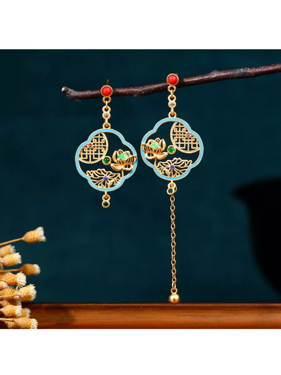 Серьги, агат синтетический