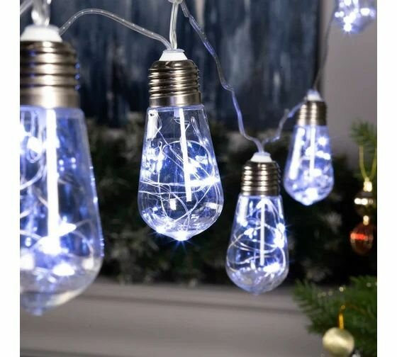 Нить Luazon ROSA 3 м, с насадками Лампа 8 см, IP20, Н. С. LED-80-12V, 8 режимов, белый 6929847