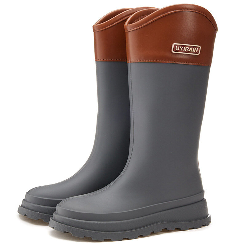 Модные женские высокие резиновые сапоги, нескользящая и водонепроницаемая обувь, высокие сапоги для воды, резиновые сапоги для кухни. Размер обуви. EU:36