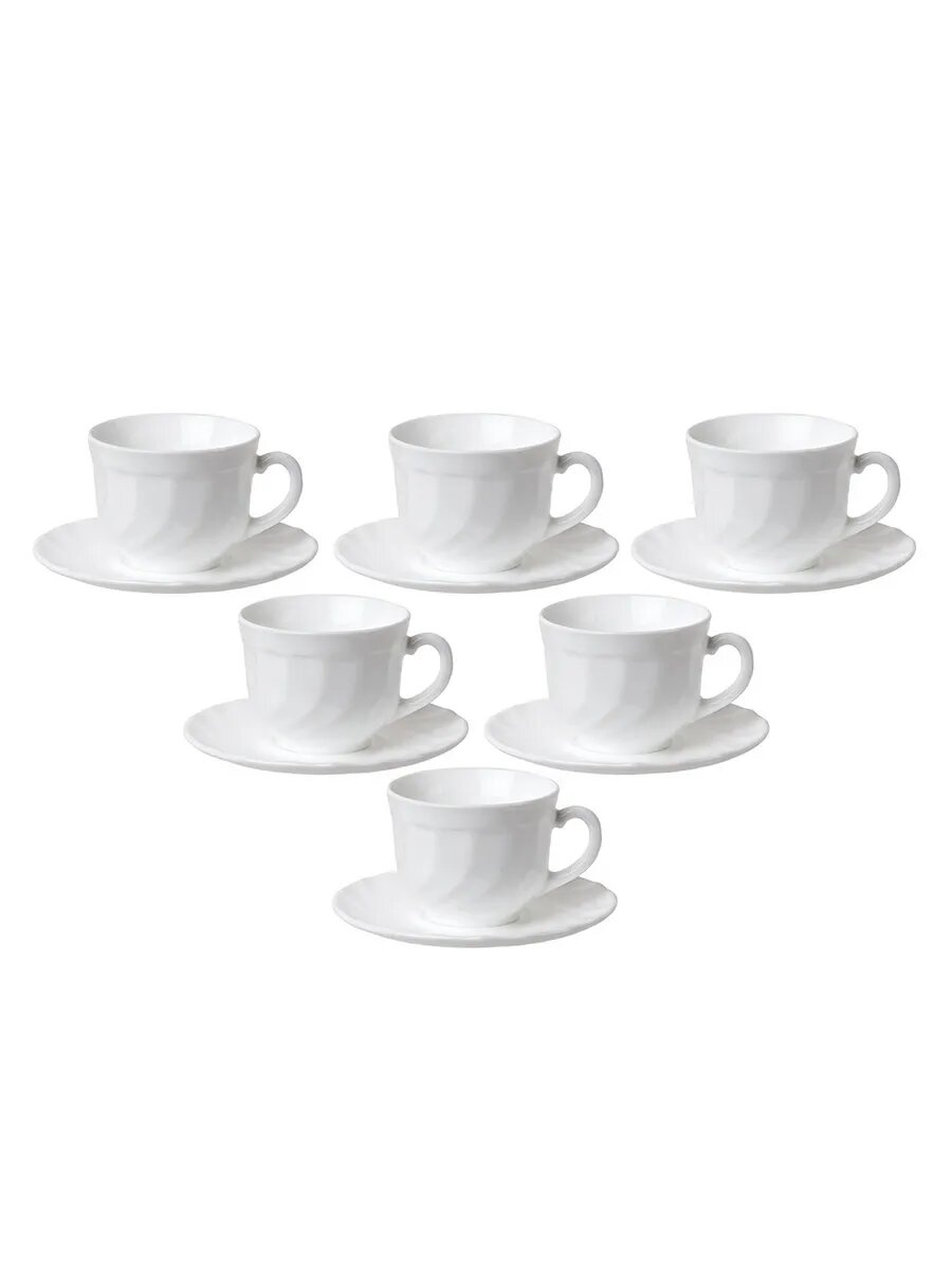 Набор чайный, 6 чашек объемом 220 мл и 6 блюдец