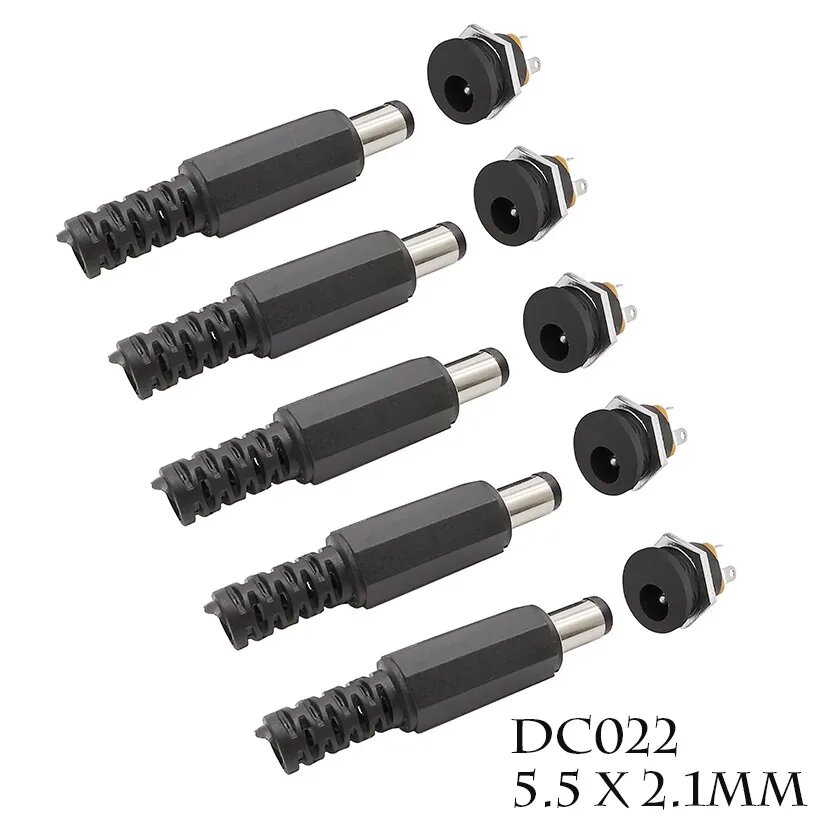 Пластиковые разъемы питания DC022 5,5x2,1 мм 12В 3А