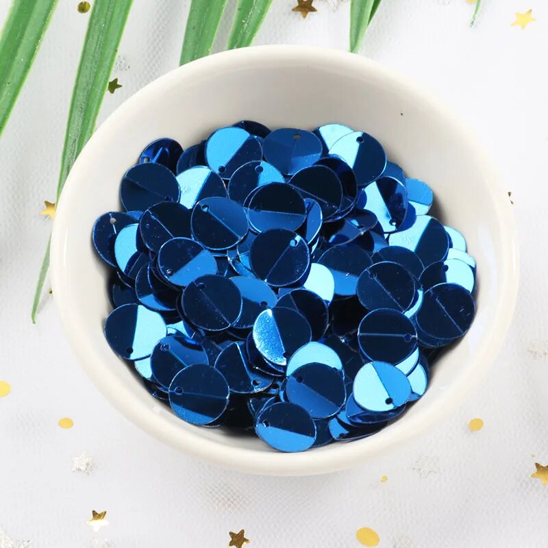 Синие пайетки 10 мм, Dark Blue, 10 г
