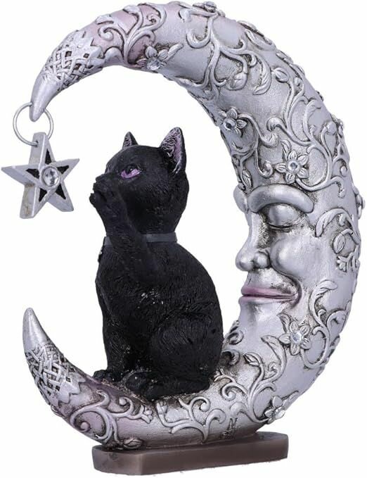Статуэтка Nemesis Now - Фигурка луна и кошка "Luna Companion", серебро, 18,8 см, B5978V2
