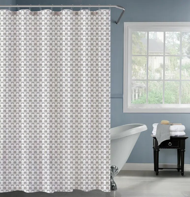 Штора для ванной Swensa Harry SWC-95-37 200x180 см полиэстер цвет серо-бежевый