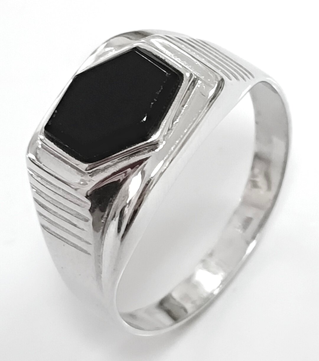 Печатка, серебро, 925 проба, родирование, оникс синтетический