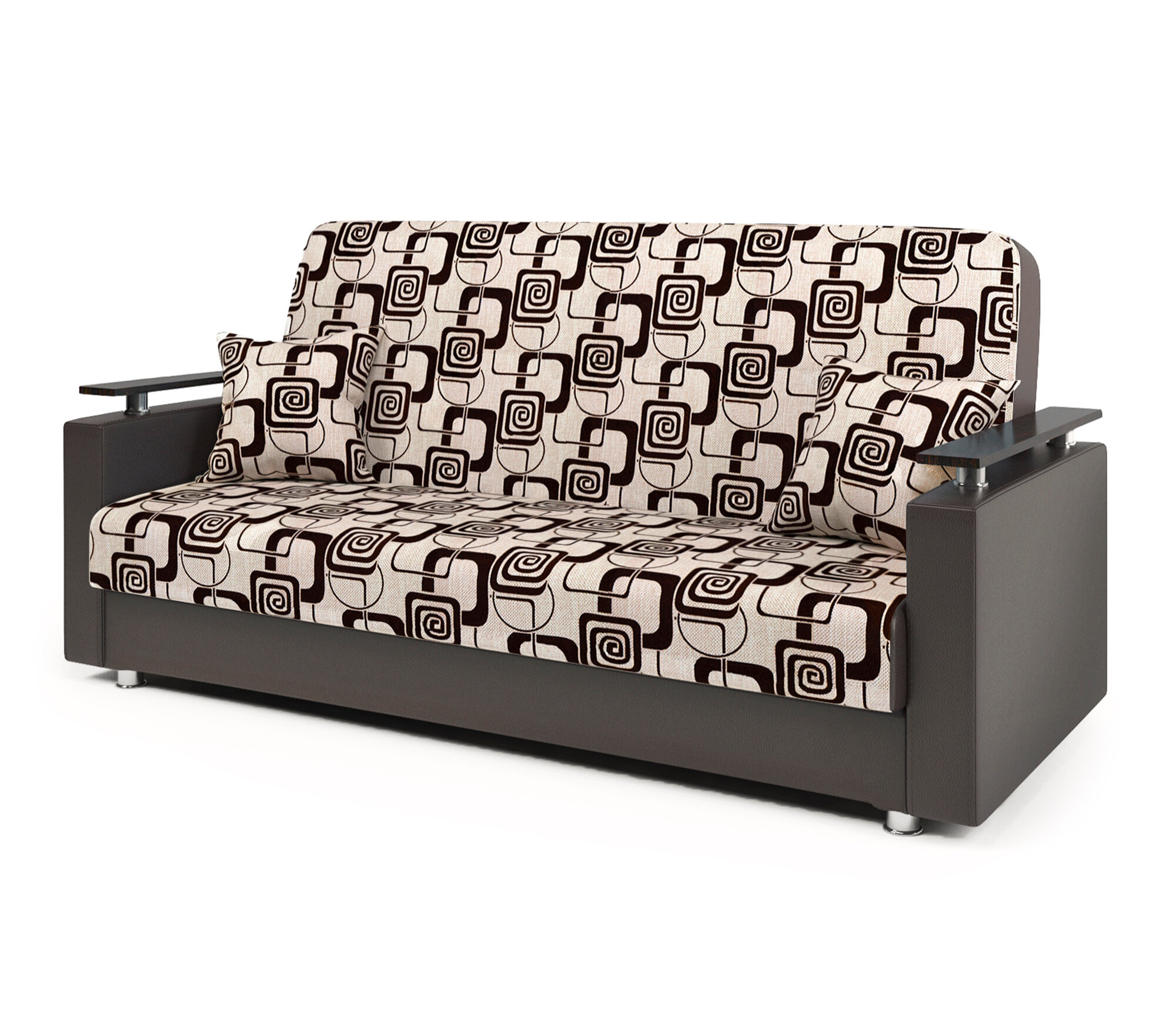 Диван-кровать Шарм-Дизайн Мелодия ДП №2 140х190 см, диван раскладной, книжка, шенилл ромб и экокожа шоколад