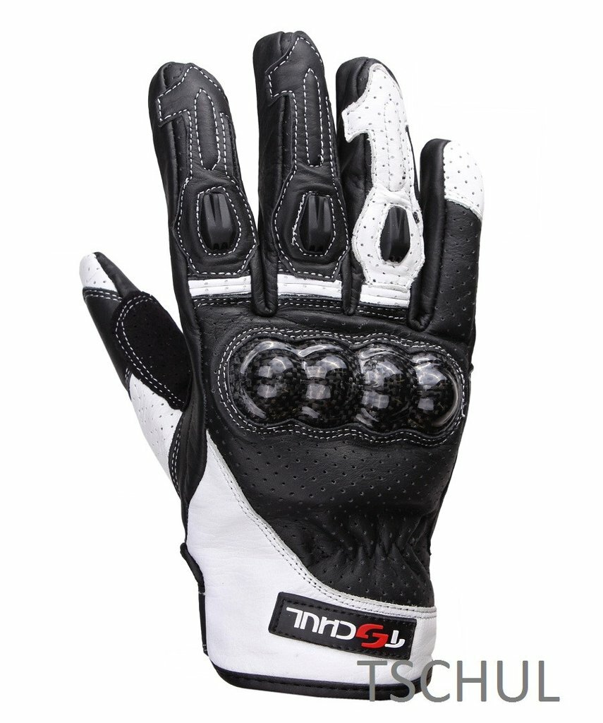 Мотоперчатки кожаные с защитой TSCHUL 316, цвет черный белый, размер XXL