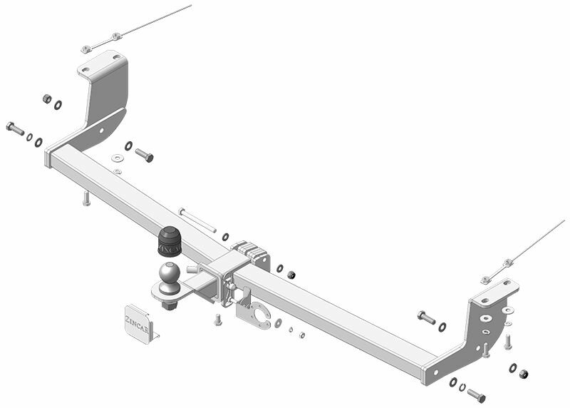 Фаркоп ZincaR оцинкованный Honda Stepwgn 2015-2022 (Оцинк. шар)(паспорт и сертификат в комплекте)(без электрики) ZH301E
