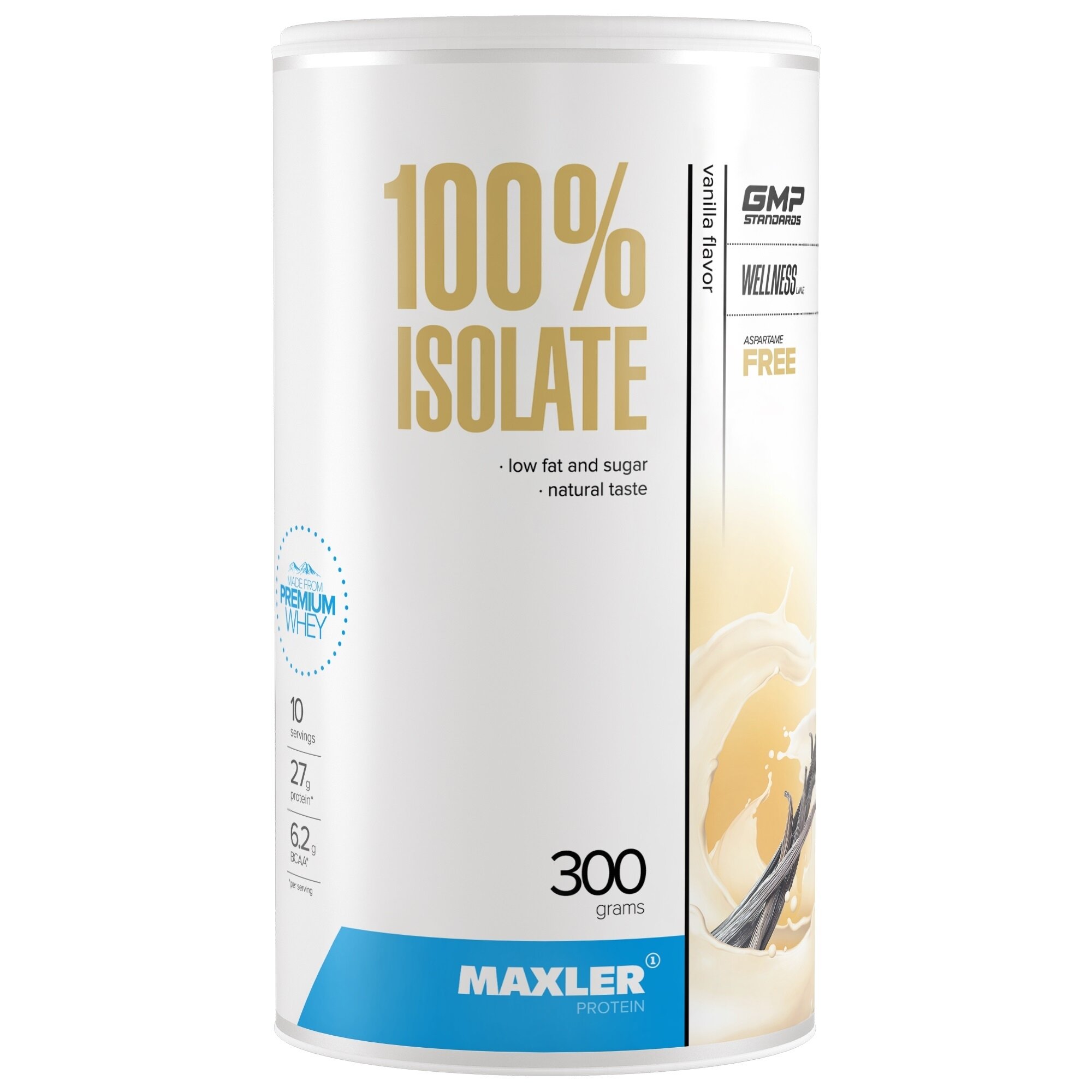 Протеин изолят сывороточного белка 100% Isolate 300 гр (Maxler) Ваниль — фото 1