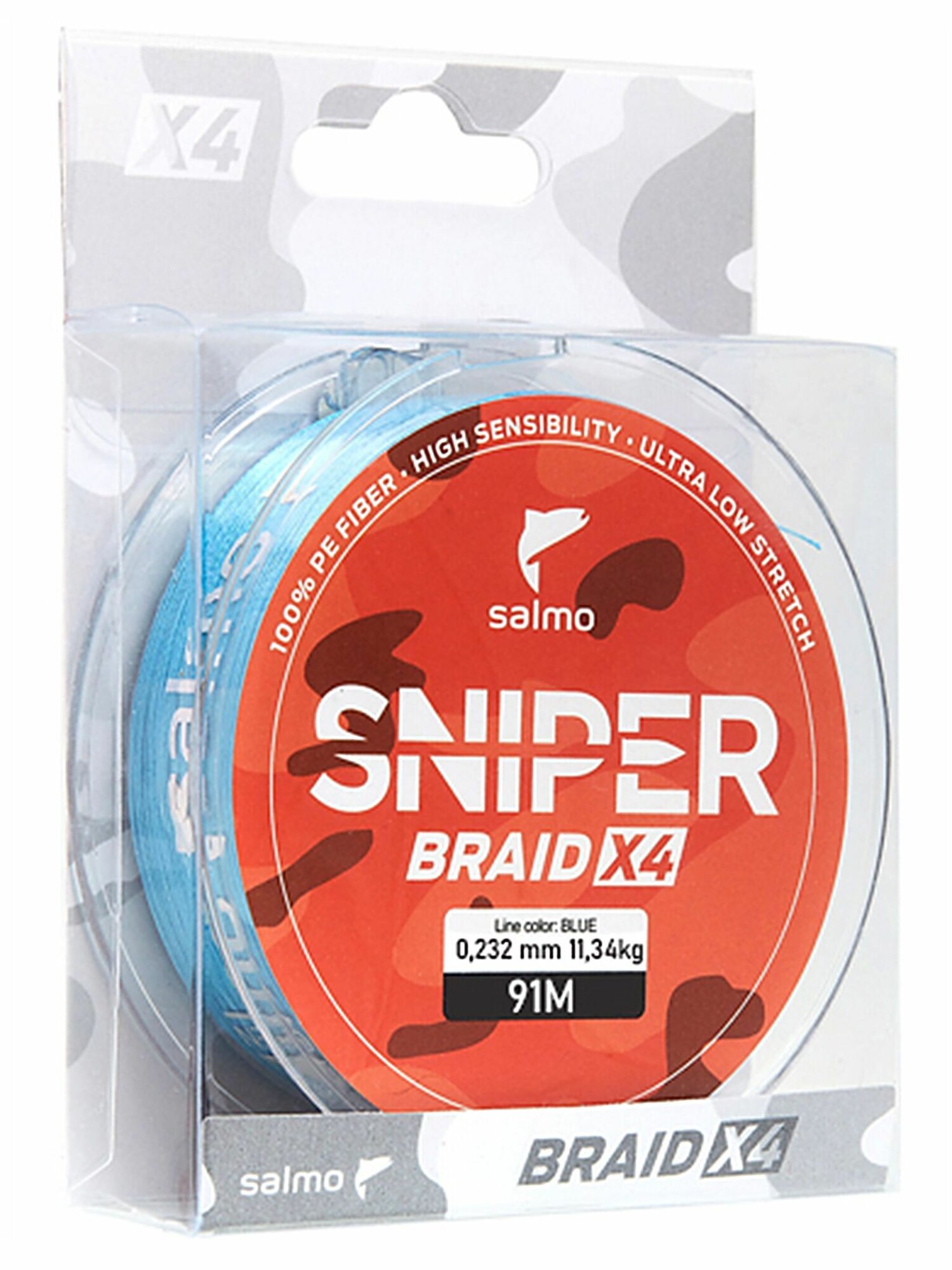 Шнур плетеный Salmo Sniper BRAID Blue 91 м 0.23 мм , голубой