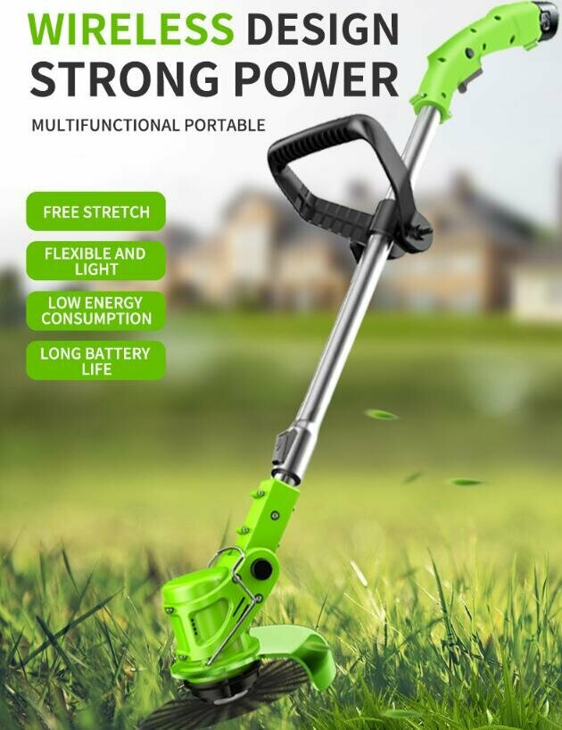 Бесщеточный электрическая газонокосилка на 12 В; садовый триммер; пара аккумуляторов емкостью