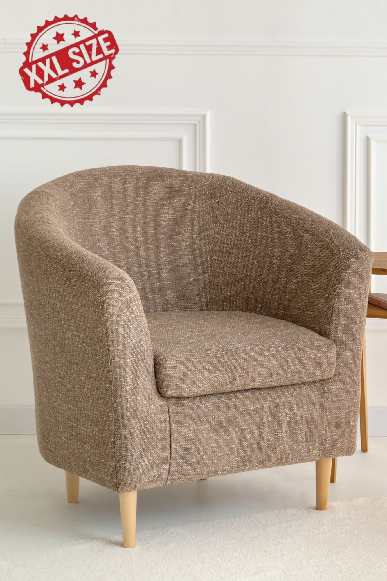 Кресло мягкое Барон на балкон для отдыха/в гостиную, рогожка Milana 03