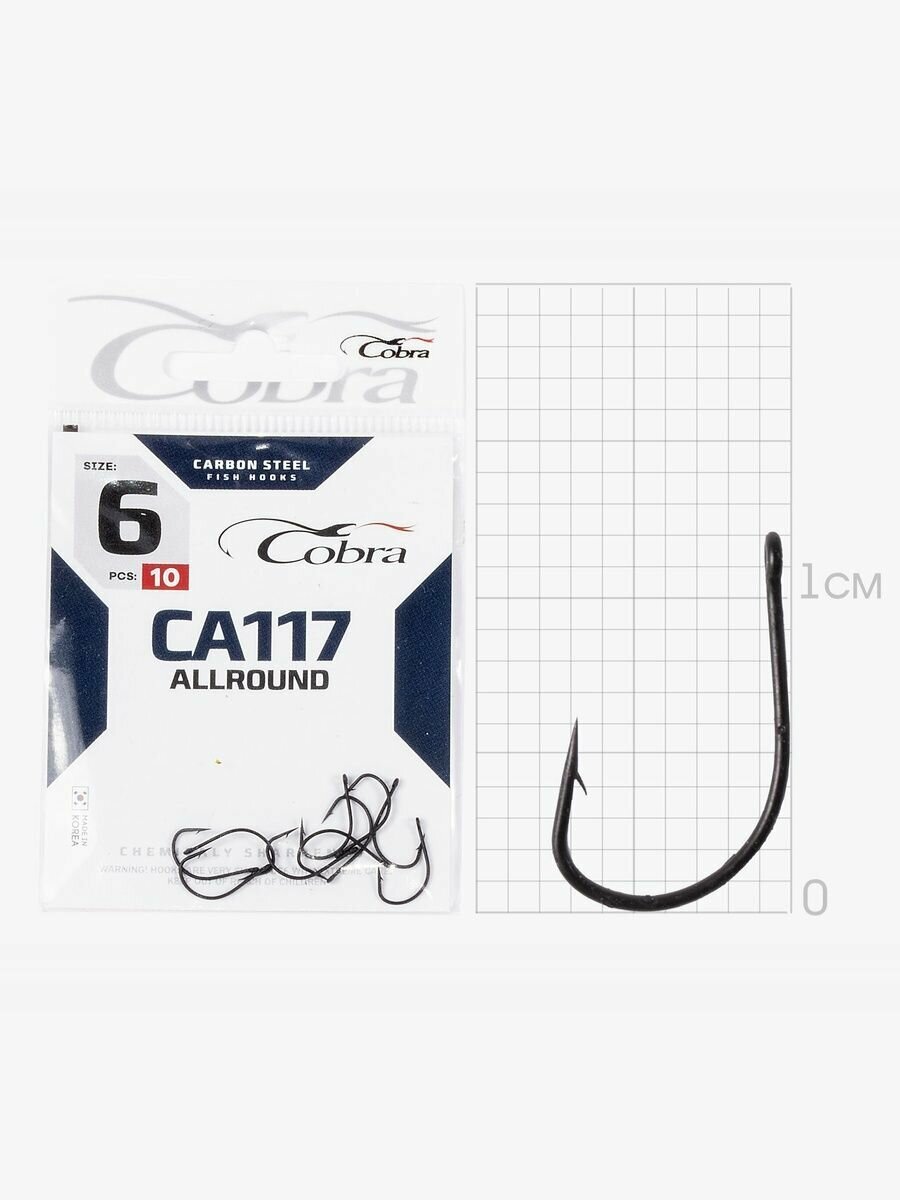 Крючки Cobra Allround FUNA CA117, разм. 6, одинарные , 10шт.