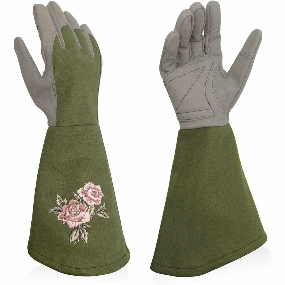 Садовые перчатки, универсальные, для роз, с вышивкой, флисовая подкладка, 1 пара