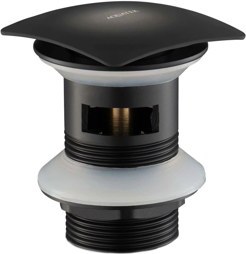 Донный клапан для раковины Aquatek AQ6004MB с переливом, черный матовый