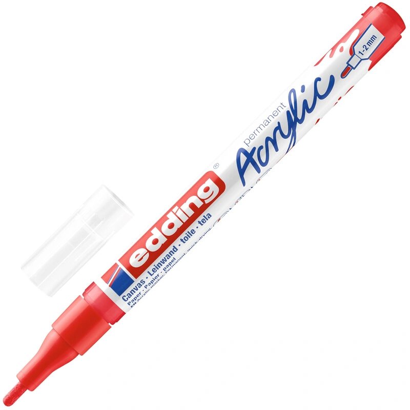 Маркер акриловый Edding 5300/902. кругл. нак. 1-2 мм. Цвет Красный