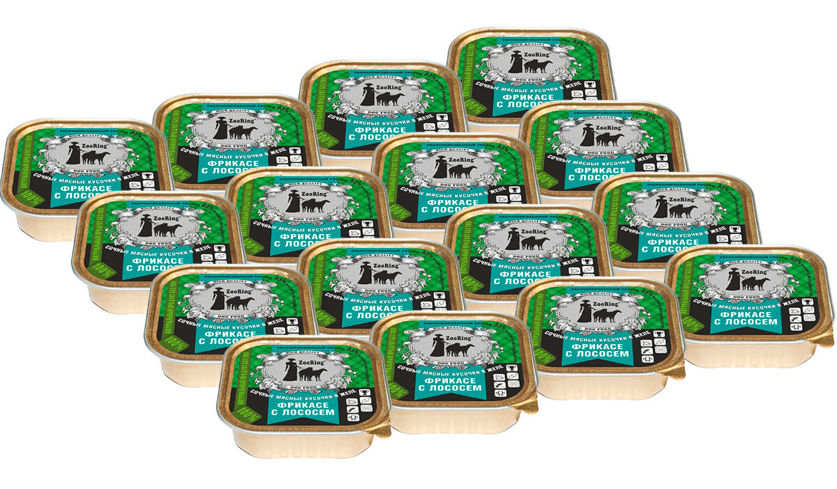 ZOORING для взрослых собак фрикасе с лососем в желе (100 гр х 16 шт)