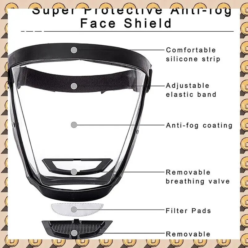 A003 Противотуманные защитные полнолицевые щитки Аксессуары Запчасти Tooltak Защитная маска для лица от пыли и запотевания