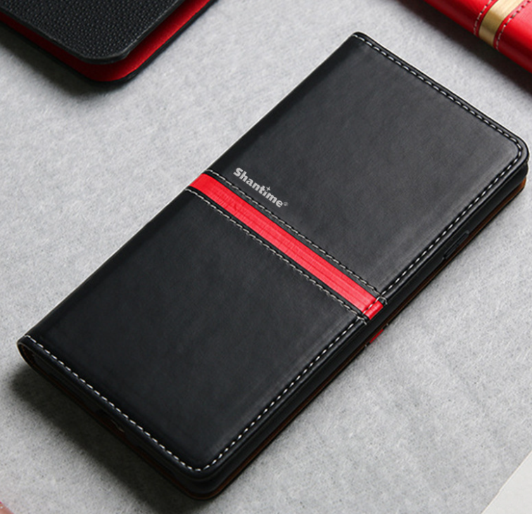 Чехол MyPads Una Fitto для Huawei Honor 7C/ Huawei Honor Play 7A High из импортной эко-кожи черный с красной полосой