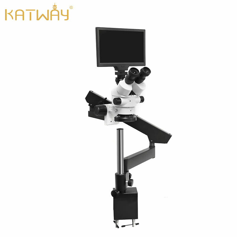 Цифровой тринокулярный микроскоп Katway LCD со стереозумом, увеличение 7X-45X, HH-MH01B