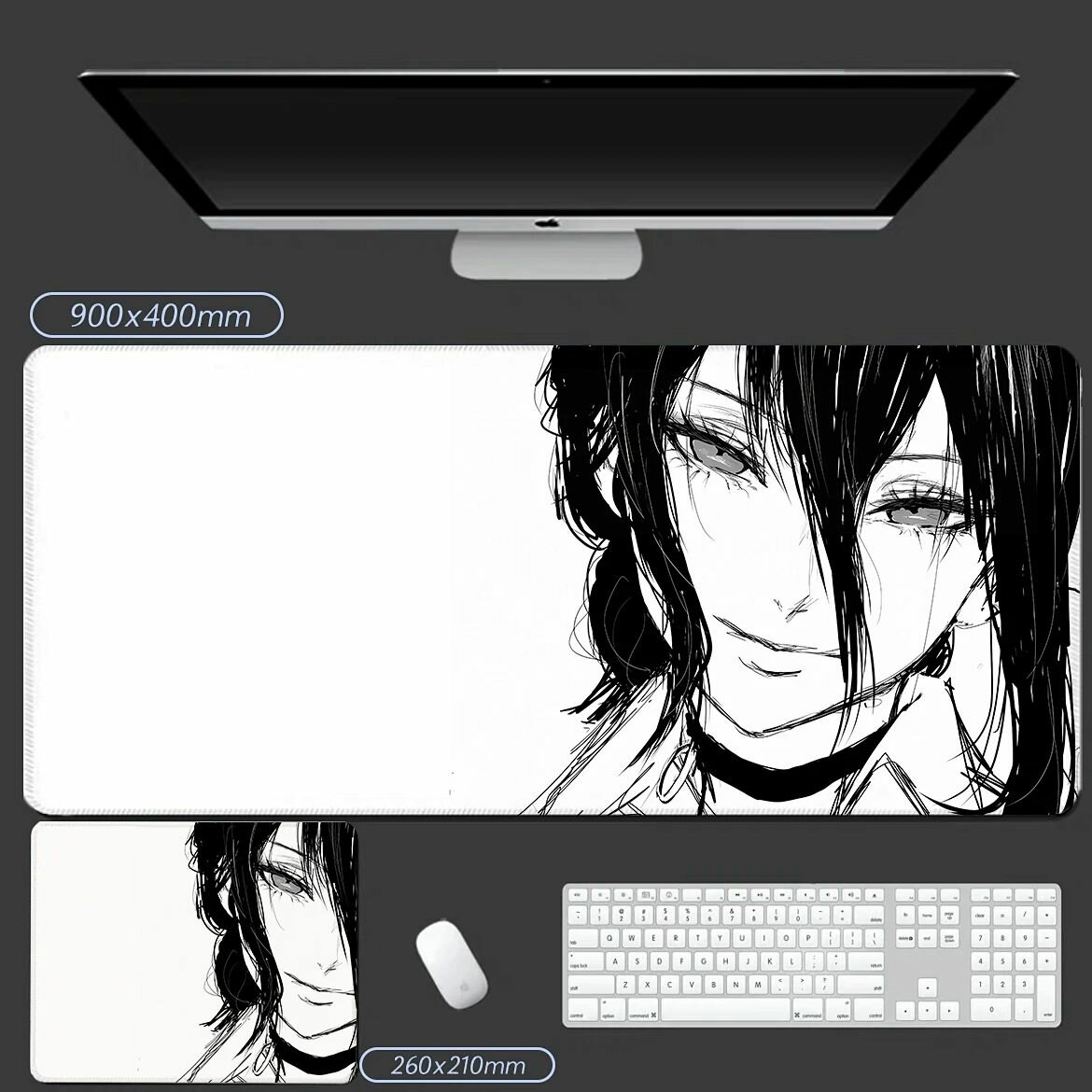 Коврик для мыши Chainsaw Man Large PC Mouse Pad, белый, черныйDD-3492