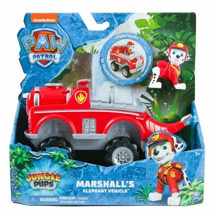 Игрушка Paw Patrol Маршалл на трансформирующейся машинке серия Джунгли