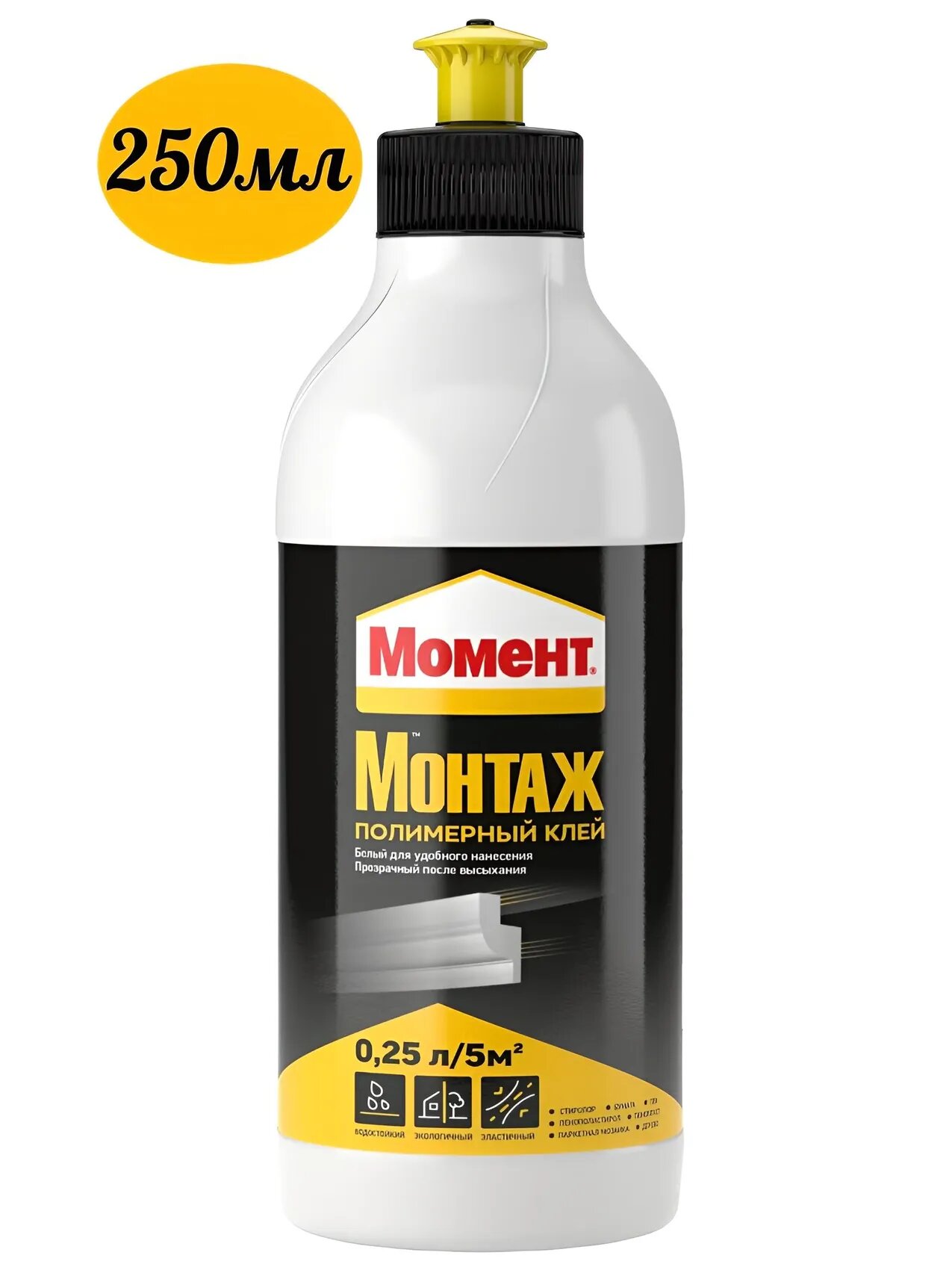 Момент монтаж Клей монтажный , Полимерный , на основе акриловой водной дисперсии 250мл