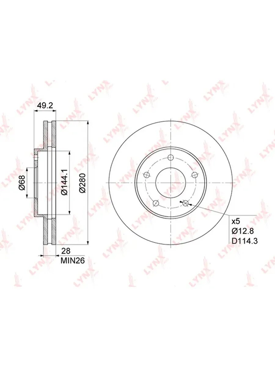 Диск тормозной передний NISSAN PRIMERA P12/X-TRAIL T30 /VENT