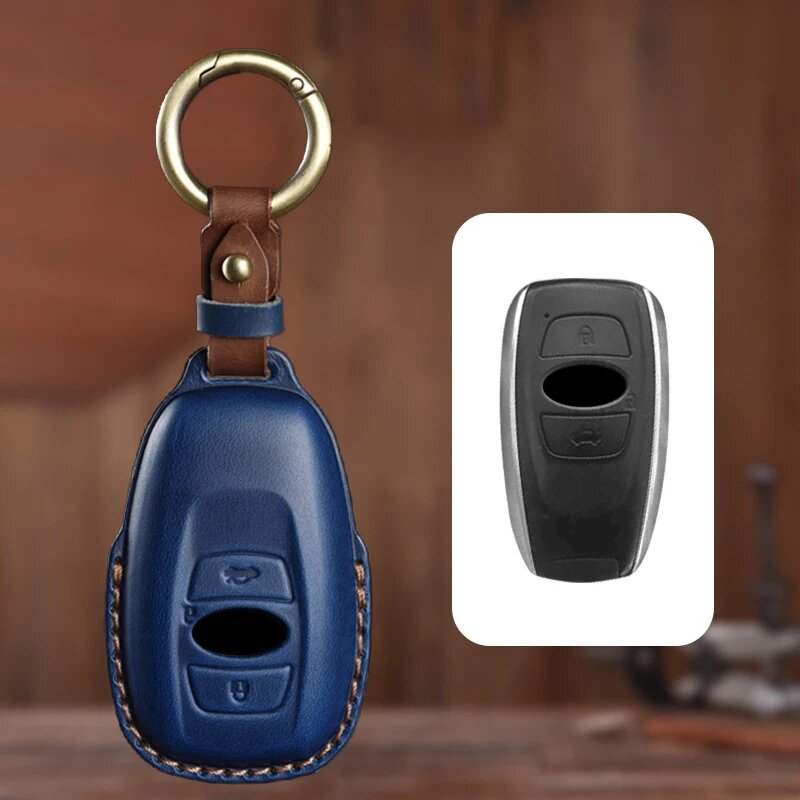 Защитный чехол из натуральной кожи для Subaru XV SV Forester BRZ, чехол для ключей, брелок Blue
