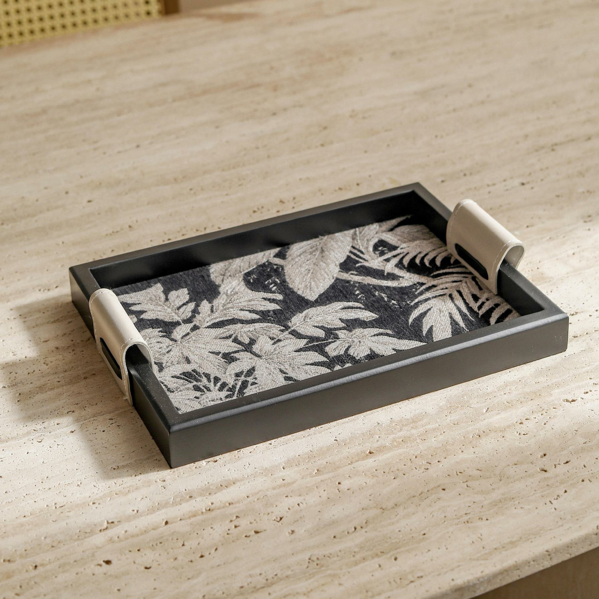 Французский винтажный поднос для хранения ароматерапевтических средств, реквизит для фотосессий, декоративный элемент, органайзер для ключей и мелочей в стиле легкой роскоши для прихожей, кожаный поднос.