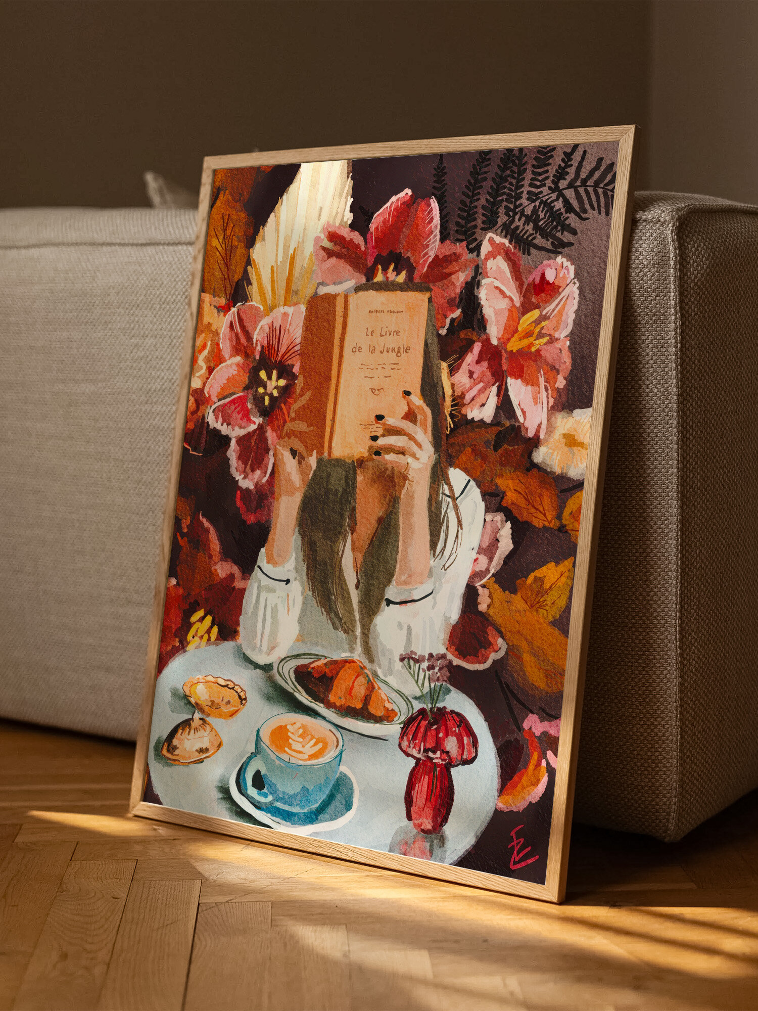 Постер "Девушка с книгой" 60х90 на стену для интерьера без рамки — фото 1