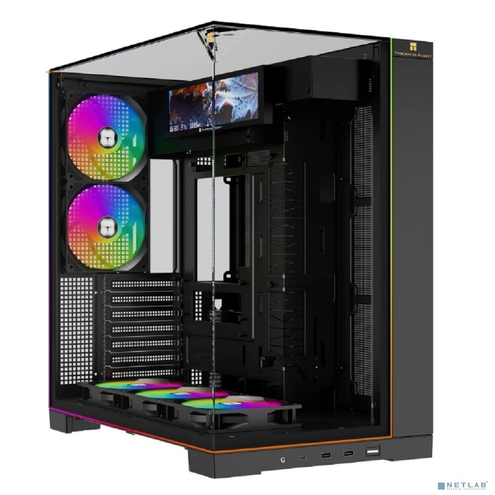 Thermalright Корпус TR-A70 Vision FAN5-C / Black / TG / 5x120mm ARGB PWM Fans / ARGB Strip / 9.16' LCD screen / USB TYPE-C / ATX / TRA70VF5CB
