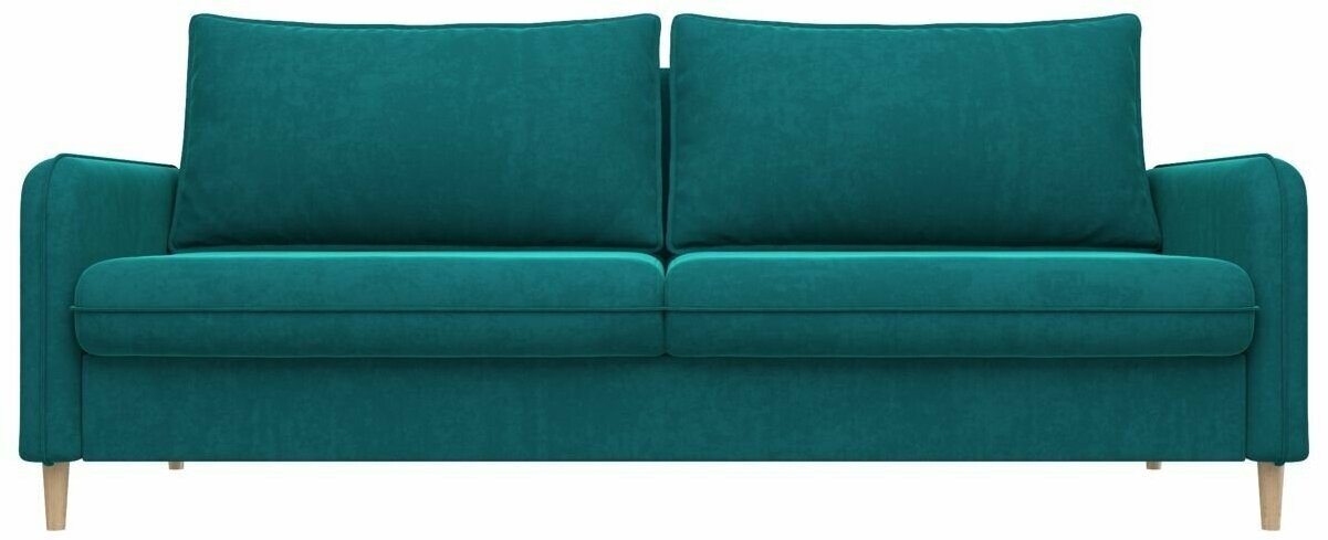 Прямой диван Остин, Велюр, темн Бирюзовый, Ящик для белья, 215х105х85см