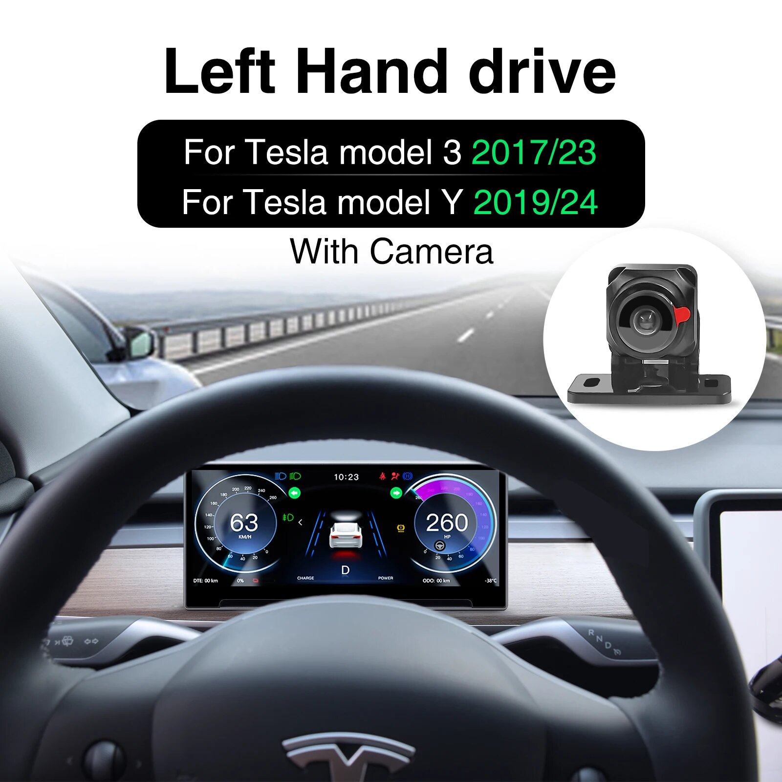 Модель 3, Hud для Tesla Model Y Heads Up Дисплей Highland Приборная панель Кластер Вентиляционное отверстие Приборная панель Передняя камера Драйвер F9 Pro LHD With CAM