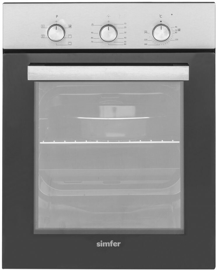 Электрический духовой шкаф Simfer B4EM16016 45 см, 49 л, гриль и конвекция, черный