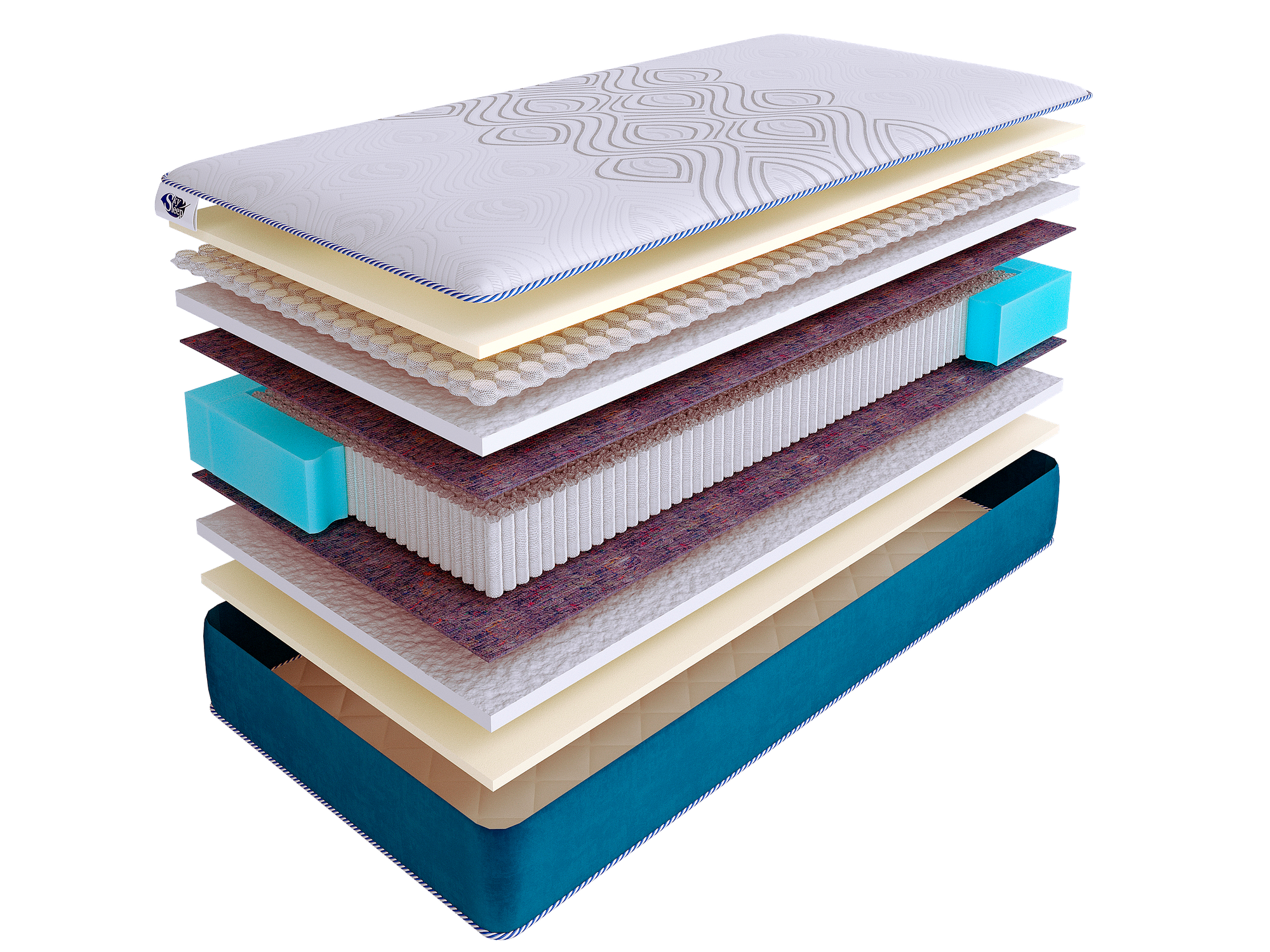 Ортопедический матрас с эксклюзивным высоким уровнем комфорта SkySleep SUPREME NANO Mild S2000 на кровать 90x220