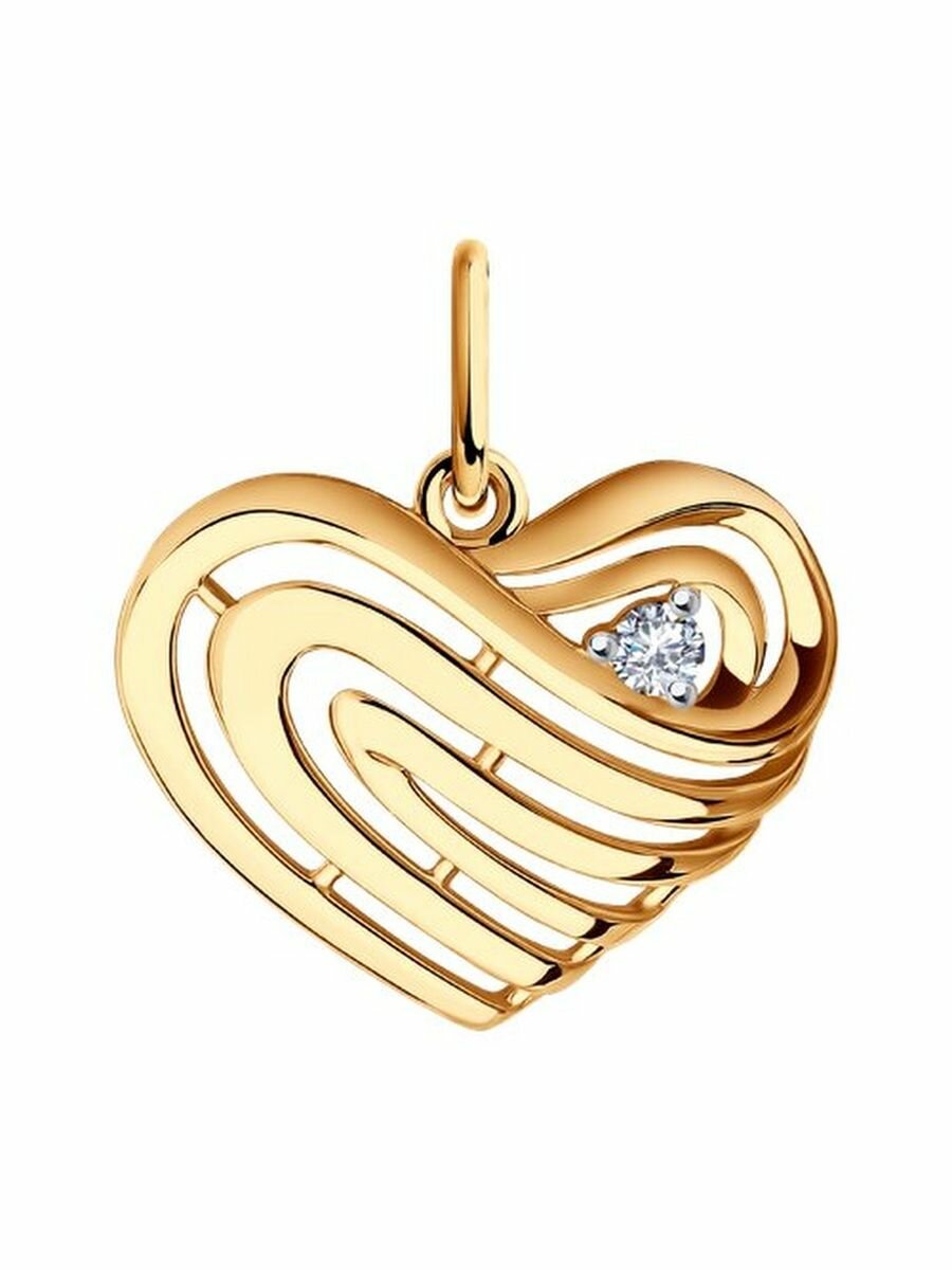 Подвеска, красное золото, 375 проба, фианит