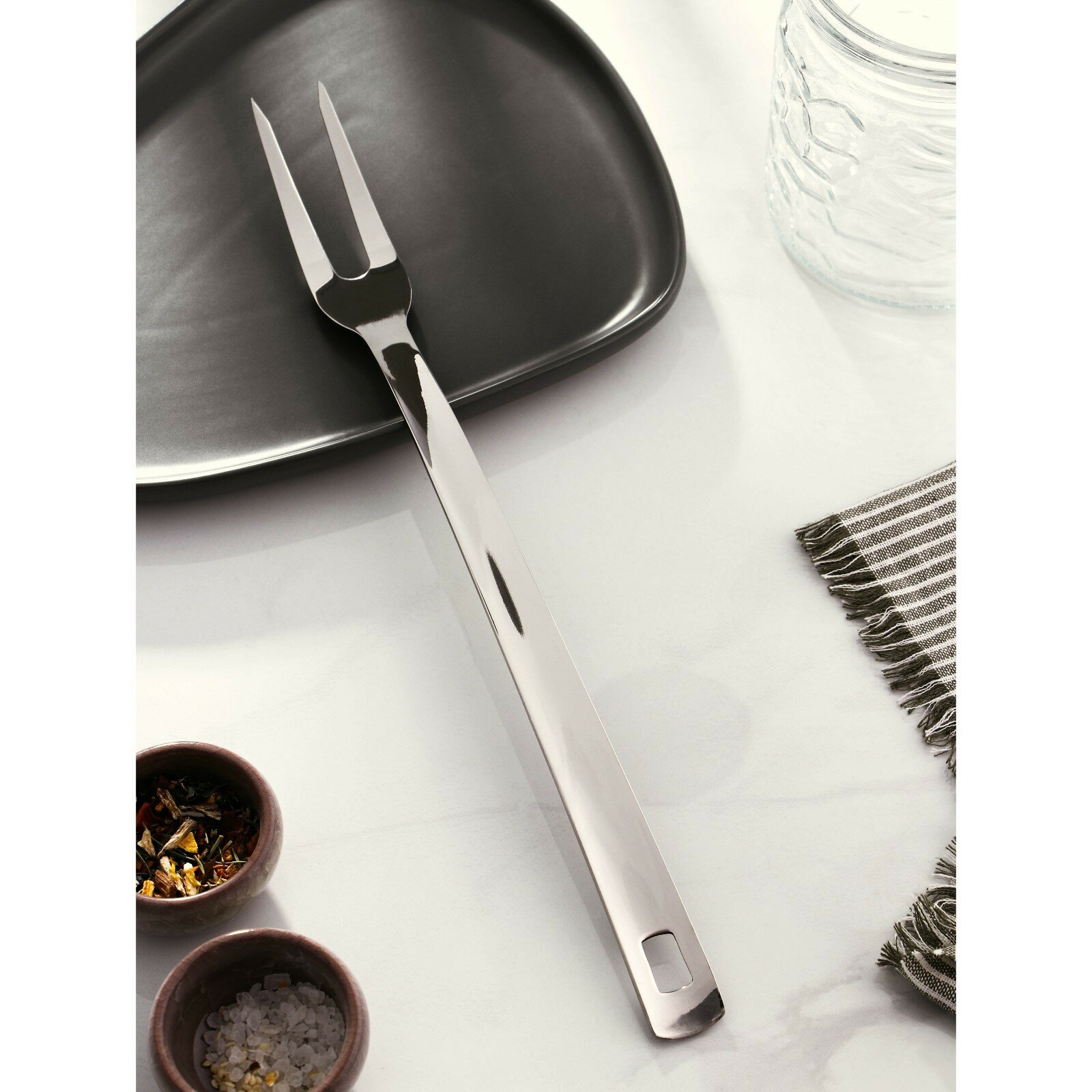 Вилка для мяса из нержавеющей стали Доляна Everyday, h=37×3 см, толщина 3 мм, цвет серебряный, 7649040