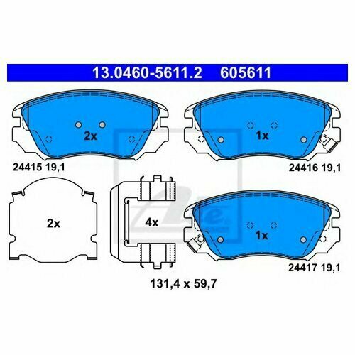 Комплект передних тормозных колодок Ate 13046056112 для Chevrolet Malibu; Opel Insignia; Saab 9-5