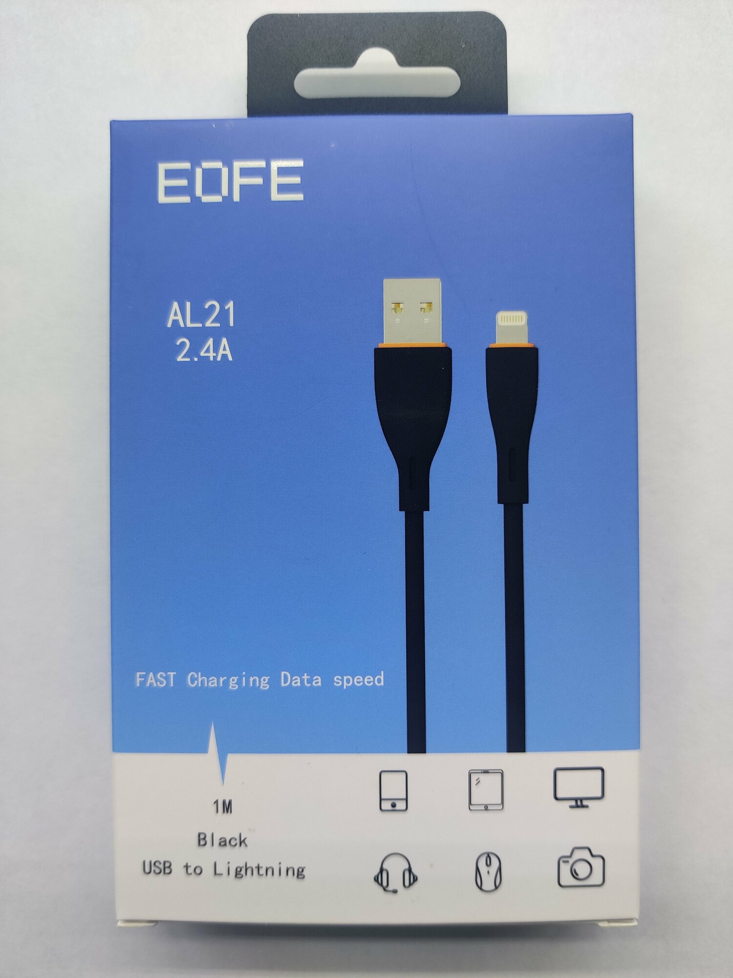 Кабель для зарядки iph. EOFE USB-A to Lightning 2,4A черный
