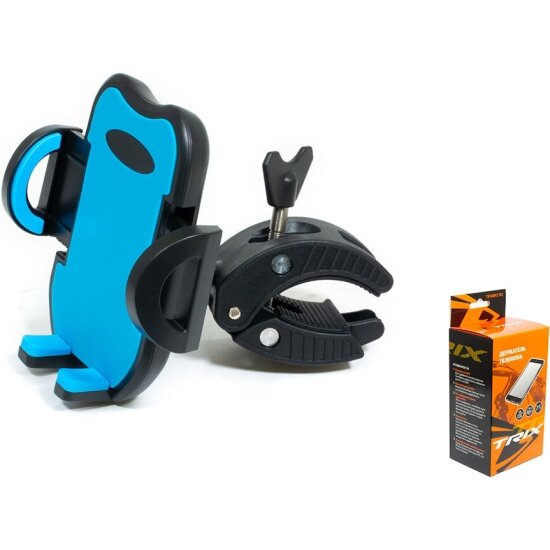 Держатель Trix мобильного телфона , максимальная ширина 95мм, крепление на руль, пластиковый, сине-черный