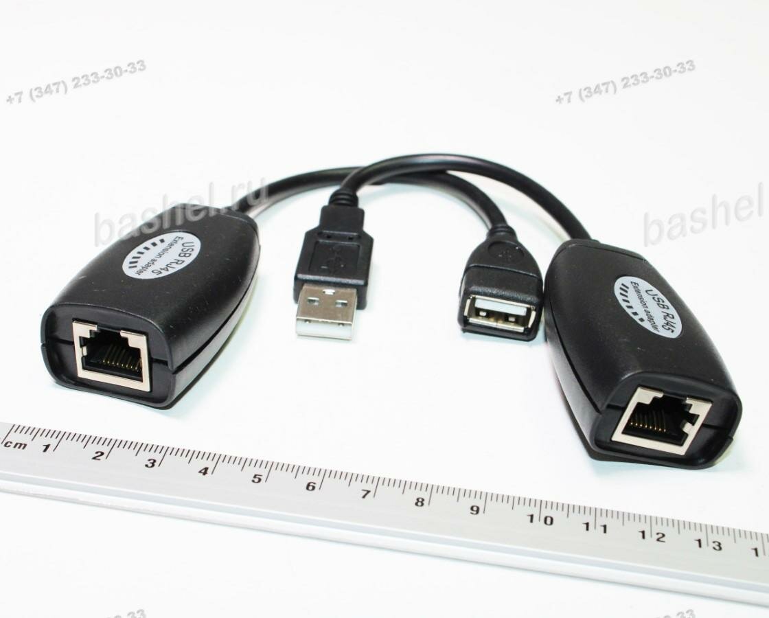 Удлинитель USB по витой паре (8p8c) DAYTON до 45 метров (шт USB A*гн RG-45 - гн RG-45*гн USB A), DAYTON