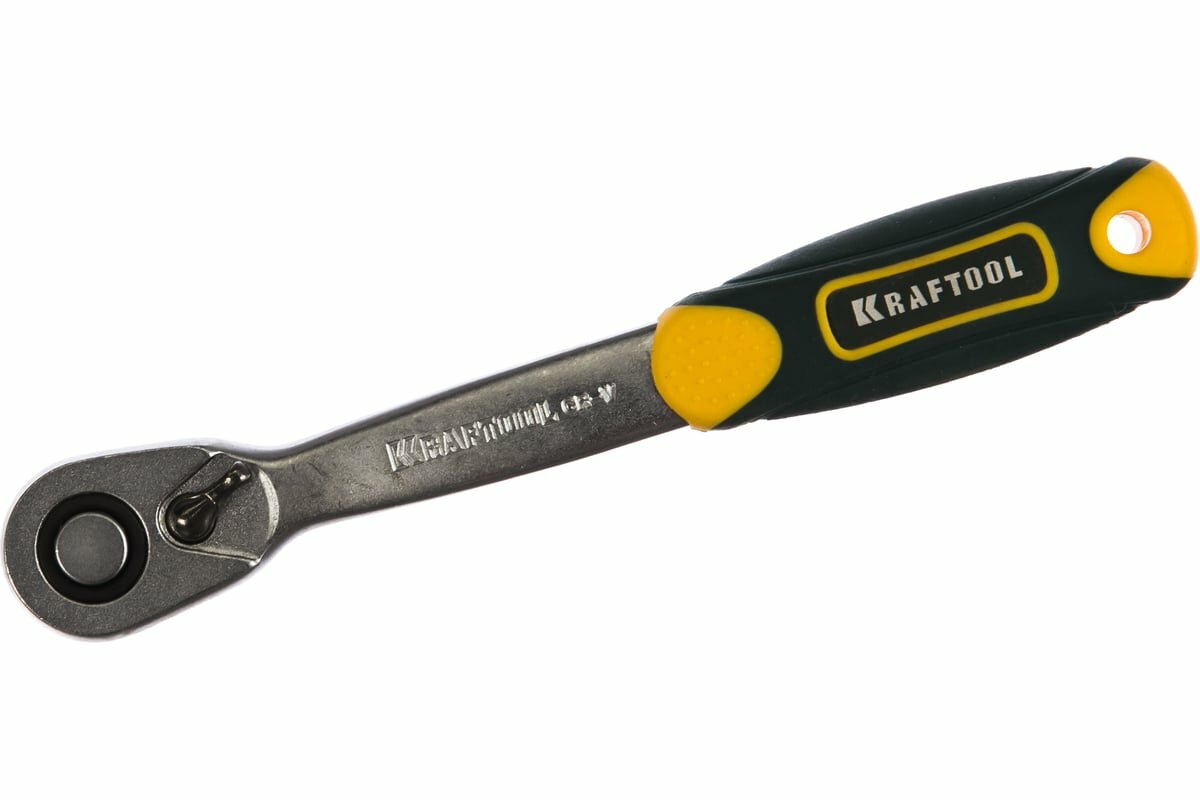 Kraftool PRO 27795-1/4_z02 Изогнутая трещотка для торцевых головок 1/4 Cr-V 72 зубца