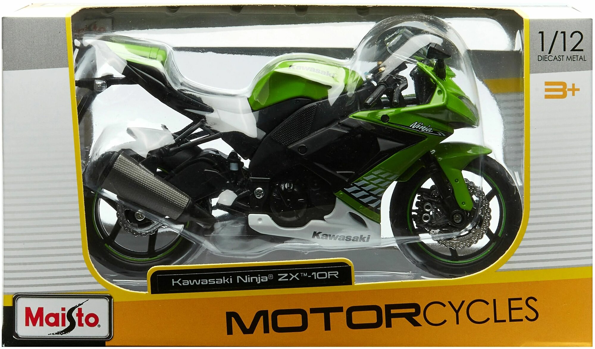 Мотоцикл Maisto Kawasaki Ninja ZX-10R (31101/18) 1:12, зелeный