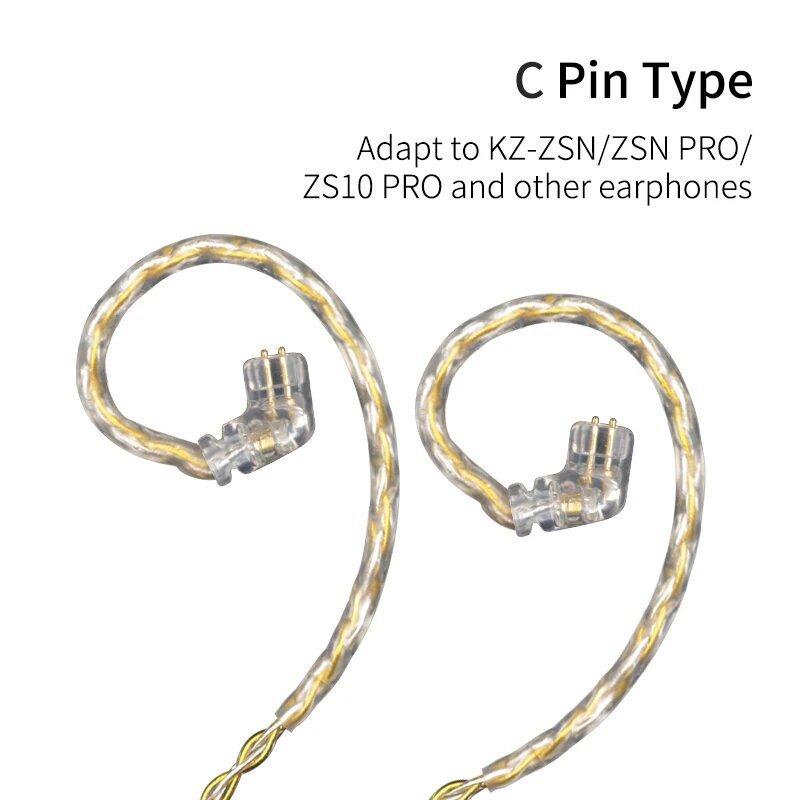 Кабель для наушников KZ 8-жильный золотой серебряный C PIN FOR ZSX ZAX