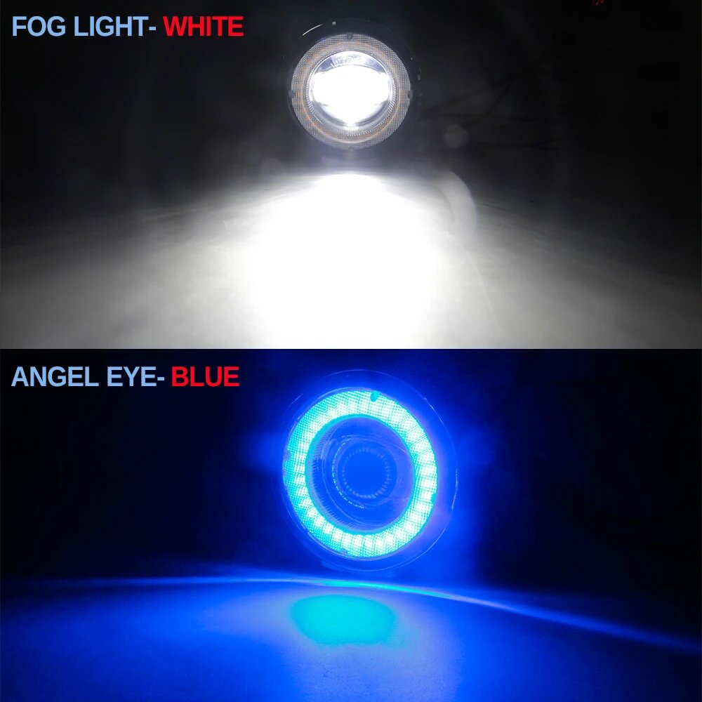 2 шт, 30 Вт, автомобильные стеклянные линзы, светодиодные противотуманные фары «ангельские глазки», дневные ходовые огни DRL H11 для Vauxhall Opel Corsa D OPC VXR 2007-2014 White and Blue