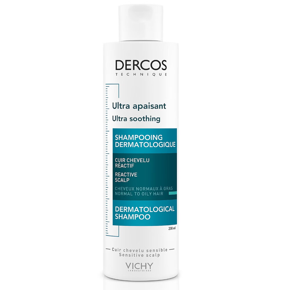 VICHY Успокаивающий шампунь для нормальных и жирных волос Dercos Ultra-Soothing (200 мл)
