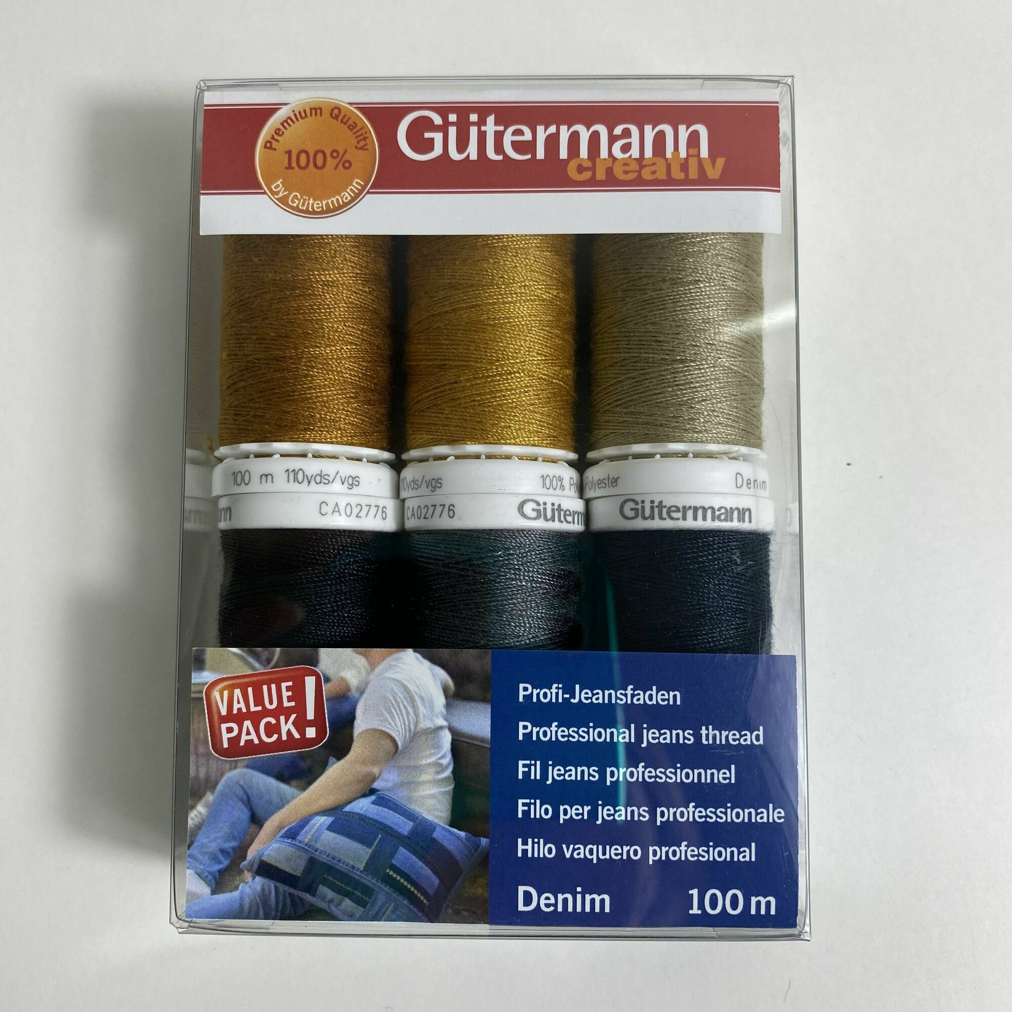 Набор нитей Denim 100м, 6 катушек, Gutermann